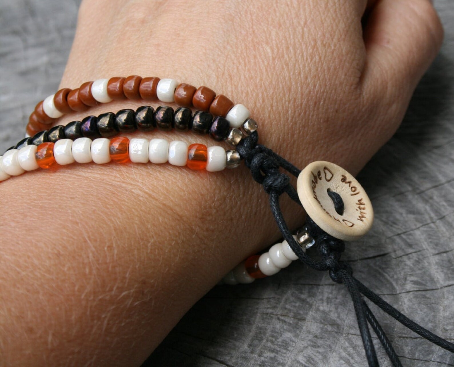 Terracotta white bracelet wrapped Bracelet vegan Bracelet | Etsy