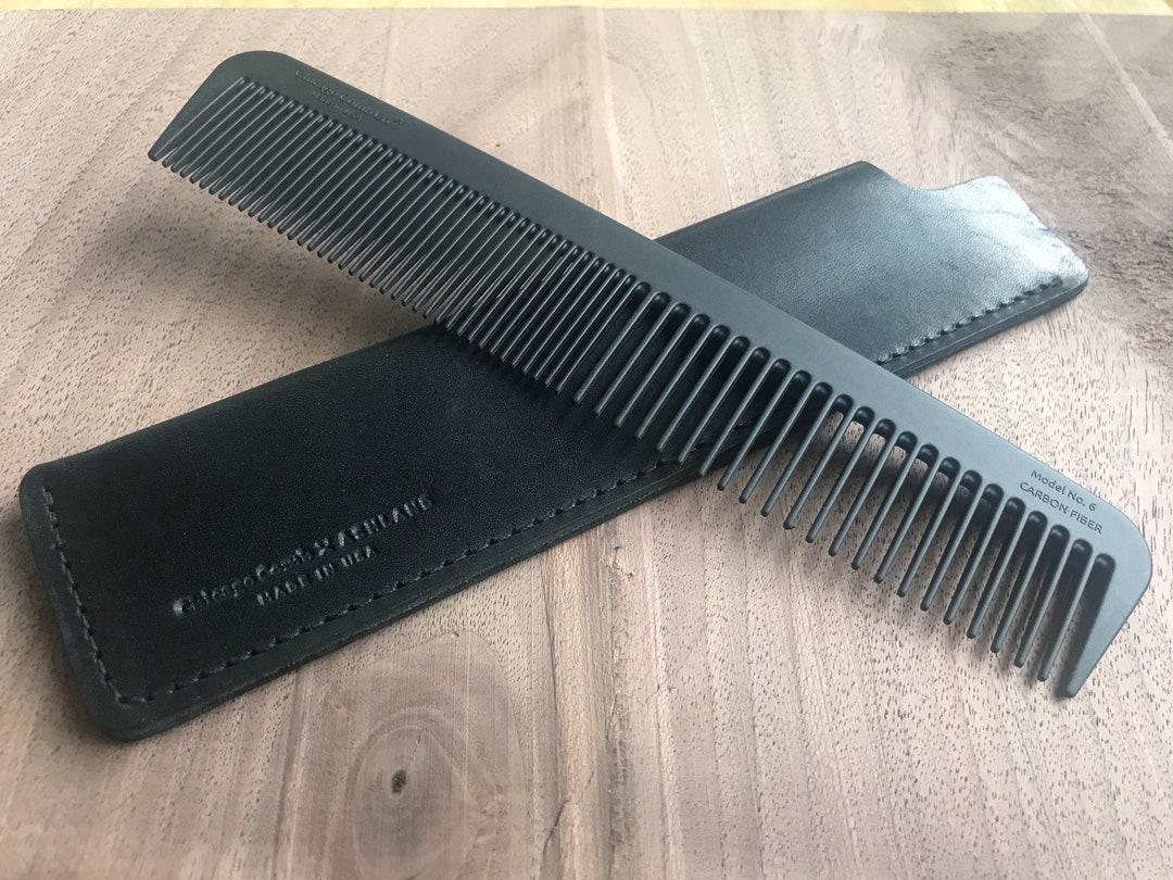 Model 6 Carbon Fiber Comb + Dublin Black Horween Leather Sheath Set ...