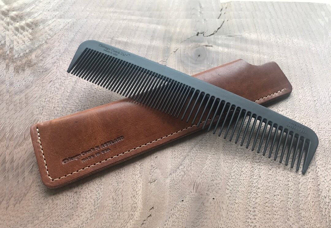 Model 6 Carbon Fiber Comb + English Tan Horween Leather Sheath Set ...
