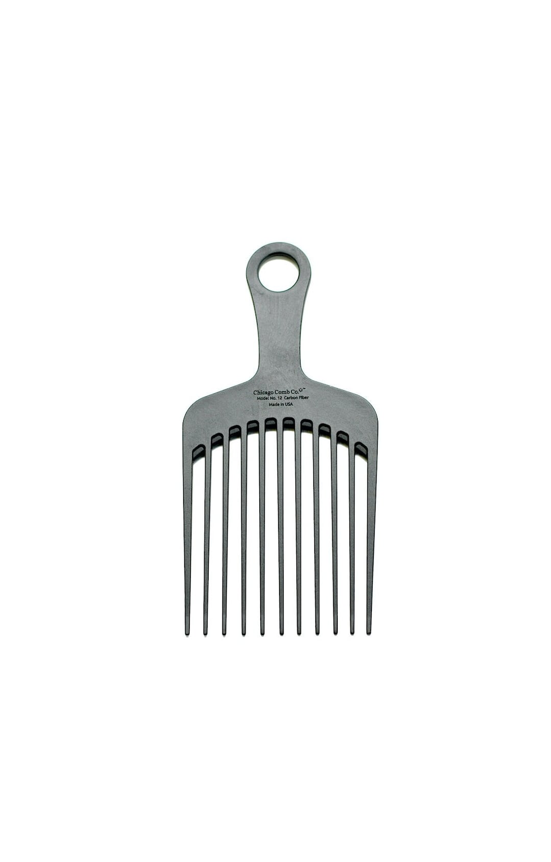 Chicago Comb Model 12 Carbon Fiber, XL Hair Pick, Made in USA, Anti ...