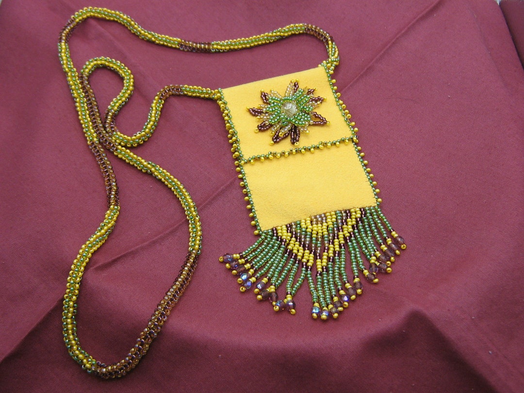 Yellow Ultra Suede Beaded Amulet Bag - Etsy