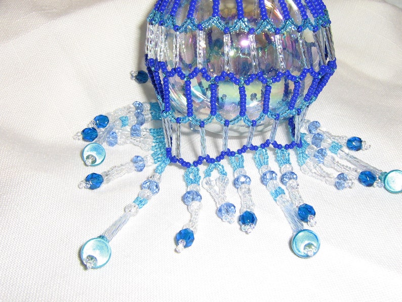 Blue and Clear Beaded Victorian Style Christmas Ball Cover - Etsy