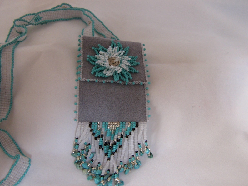 Grey Beaded Amulet Bag - Etsy