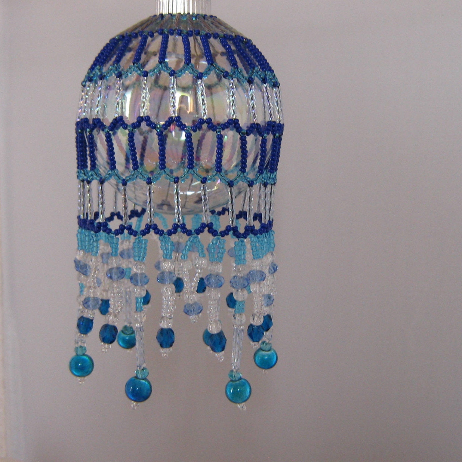 Blue and Clear Beaded Victorian Style Christmas Ball Cover - Etsy