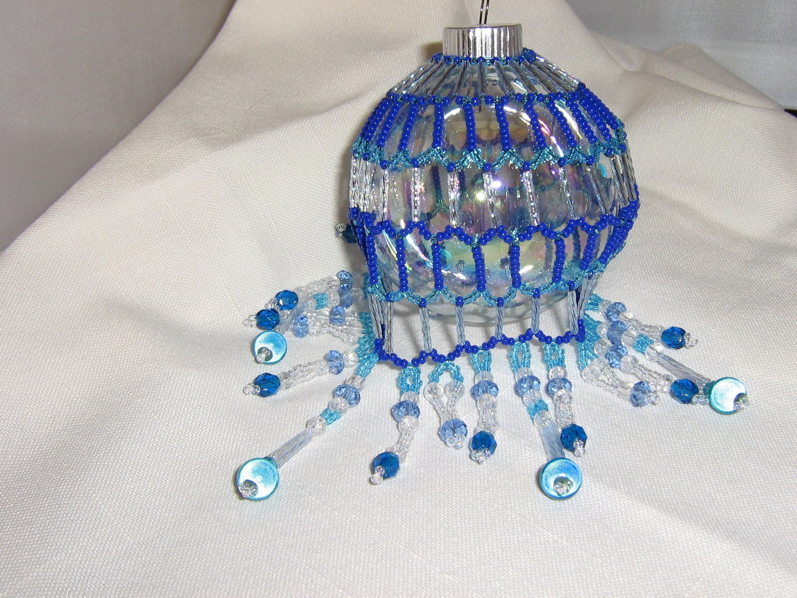 Blue and Clear Beaded Victorian Style Christmas Ball Cover - Etsy