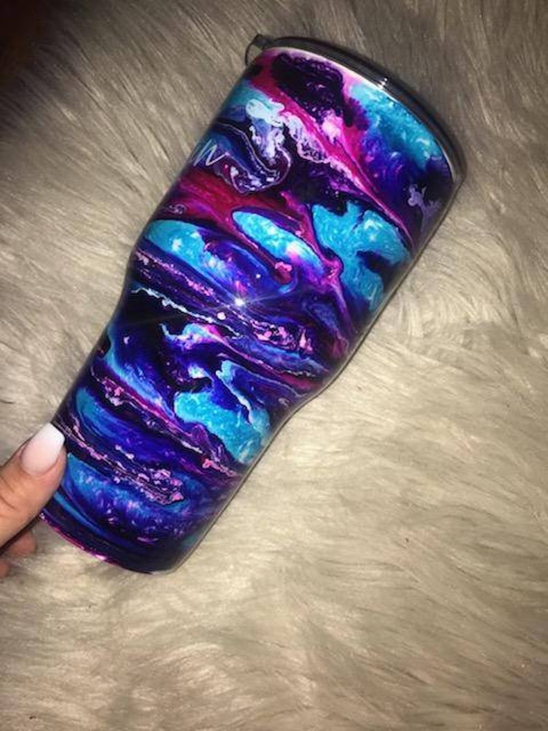 Alcohol Ink Tumbler Epoxy Coated Tumbler Personalized Etsy