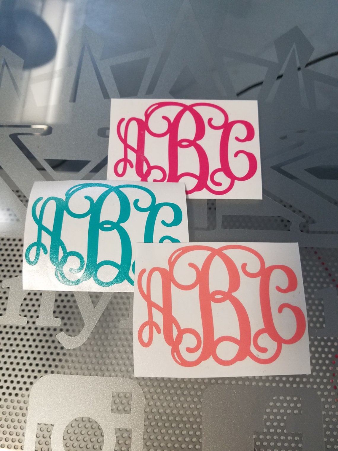 Monogram Vine Entangled Initials Decal Sticker Glass Decals | Etsy