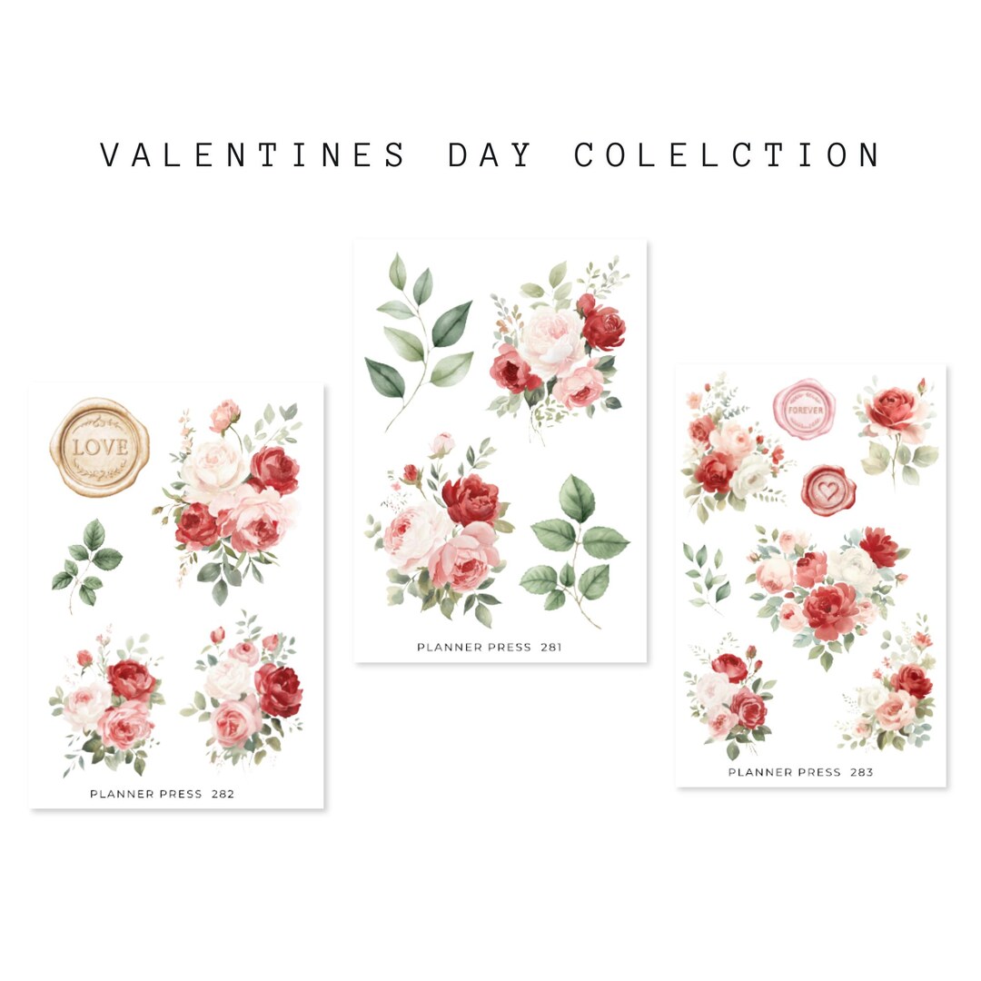 Valentines Day Floral Sticker Collection | Washi Stickers for ...