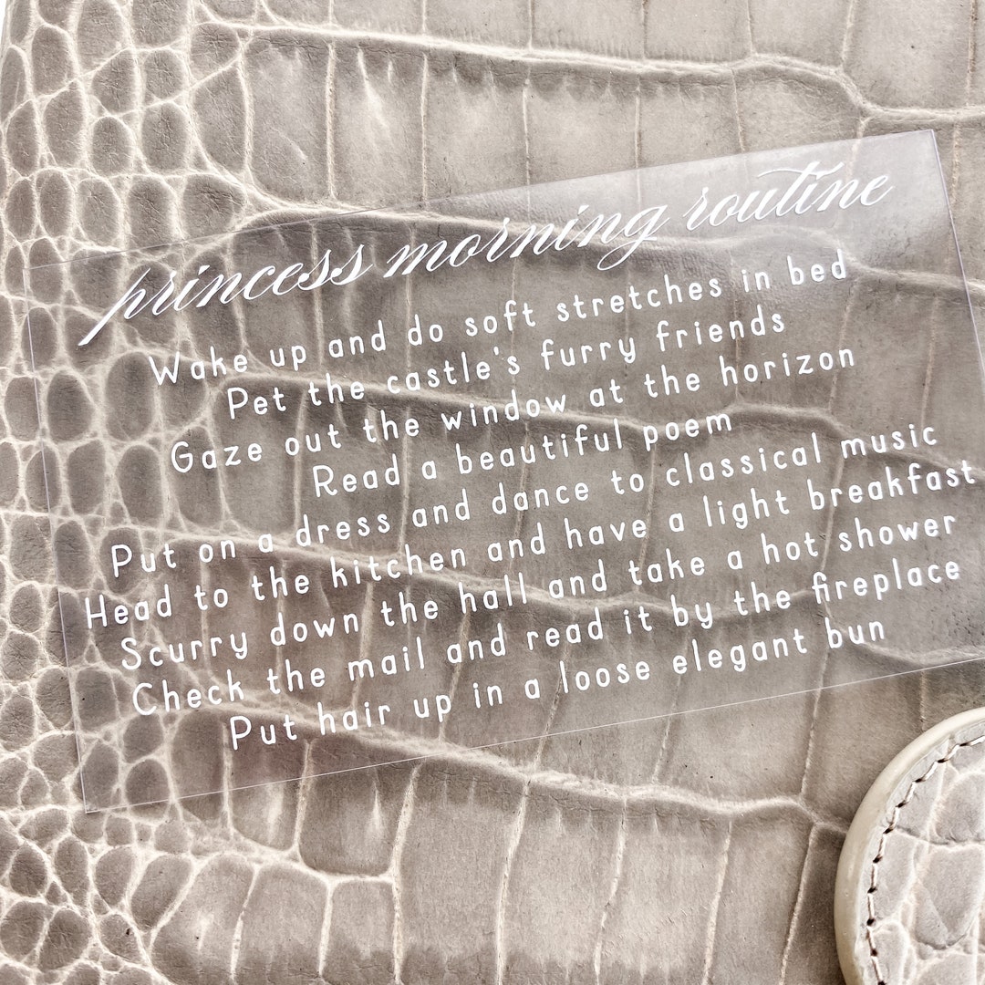 Princess Morning Routine Clear White Planner Card - Etsy