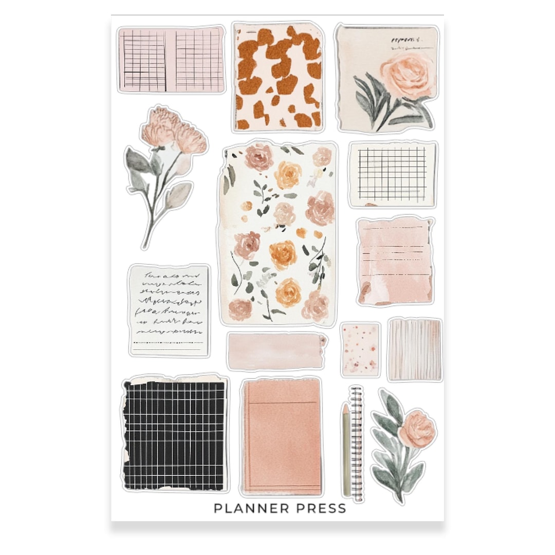 Comfy Spring – Journaling Ephemera Sticker Sheet | Torn Paper ...
