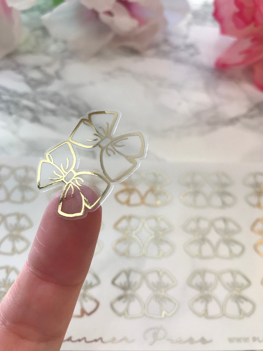 MINI Gold Clear Foiled Bow Tabs for Planners and Travelers Notebooks - Etsy