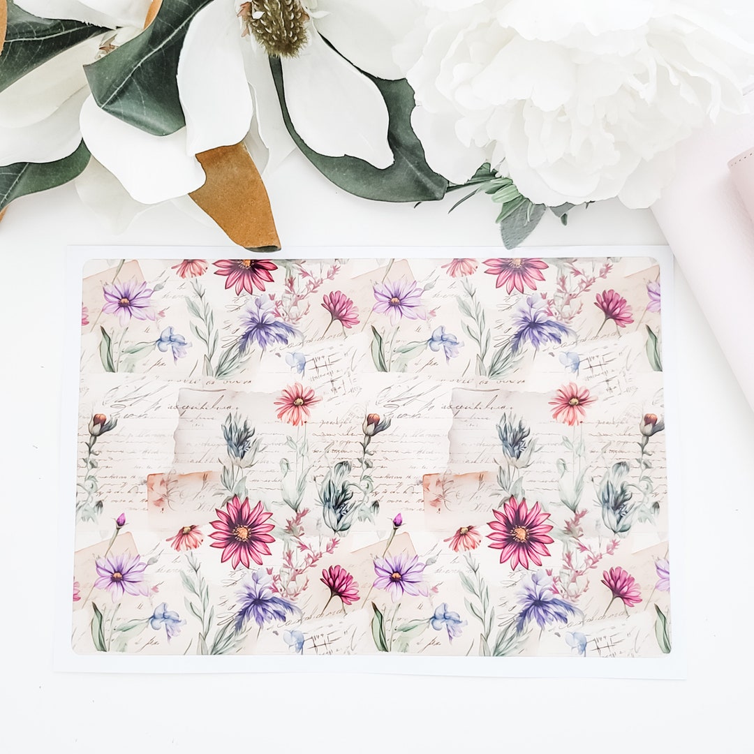 Floral Journaling Paper Adhesive Vinyl Notebook Wrap B6 Stalogy, A5 ...