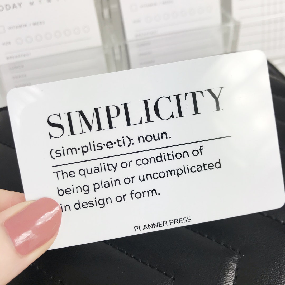 Simplicity Definition Pocket Card - Etsy