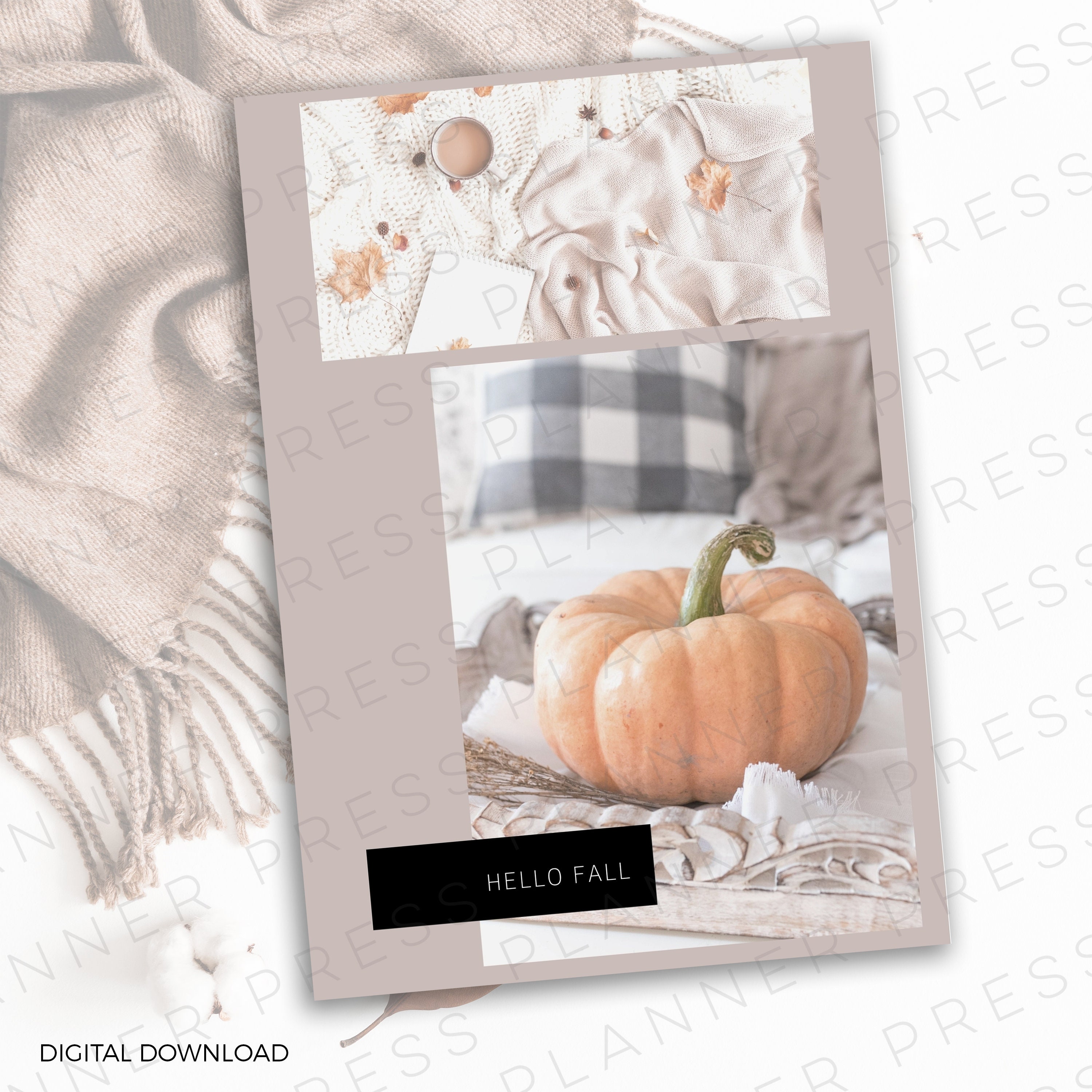 Scrapbooking Papercraft Hello Fall HALF LETTER printable dashboard ...
