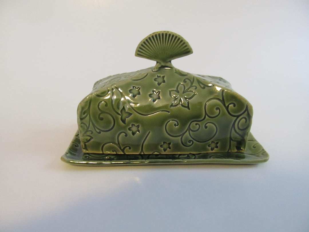 Butter Dish With Lid, Handmade Ceramic Butter Dish, Spruce Green ...