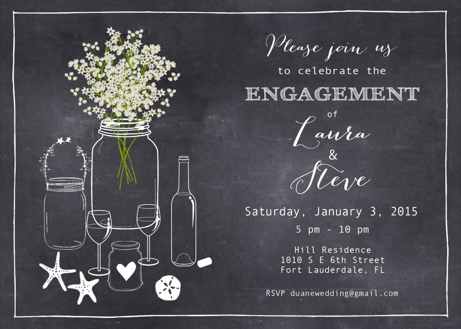 Rustic Beach-theme Wedding Invitation With a Fresh Spring Bouquet on a ...