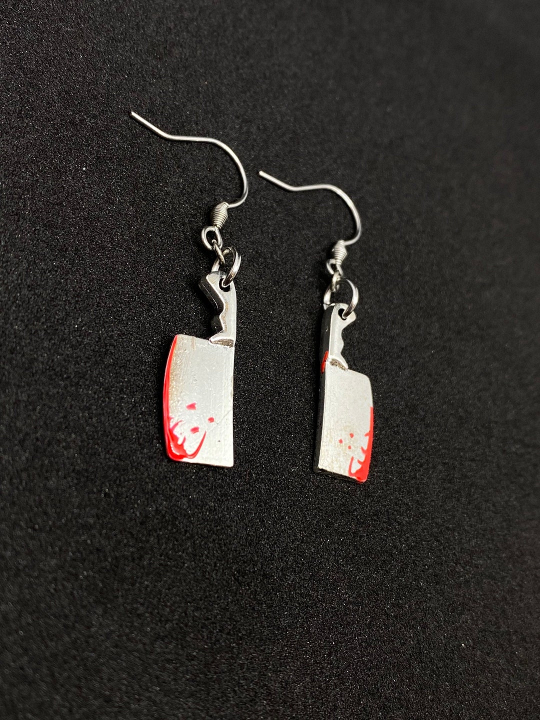 Bloody Butcher Knife Charm Earrings, Cute Creepy Halloween Themed ...