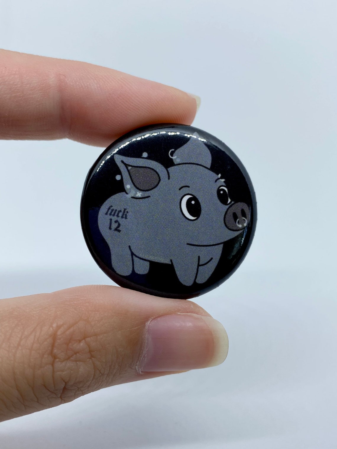 Fck 12 piggy pin cool pig button original digital design | Etsy