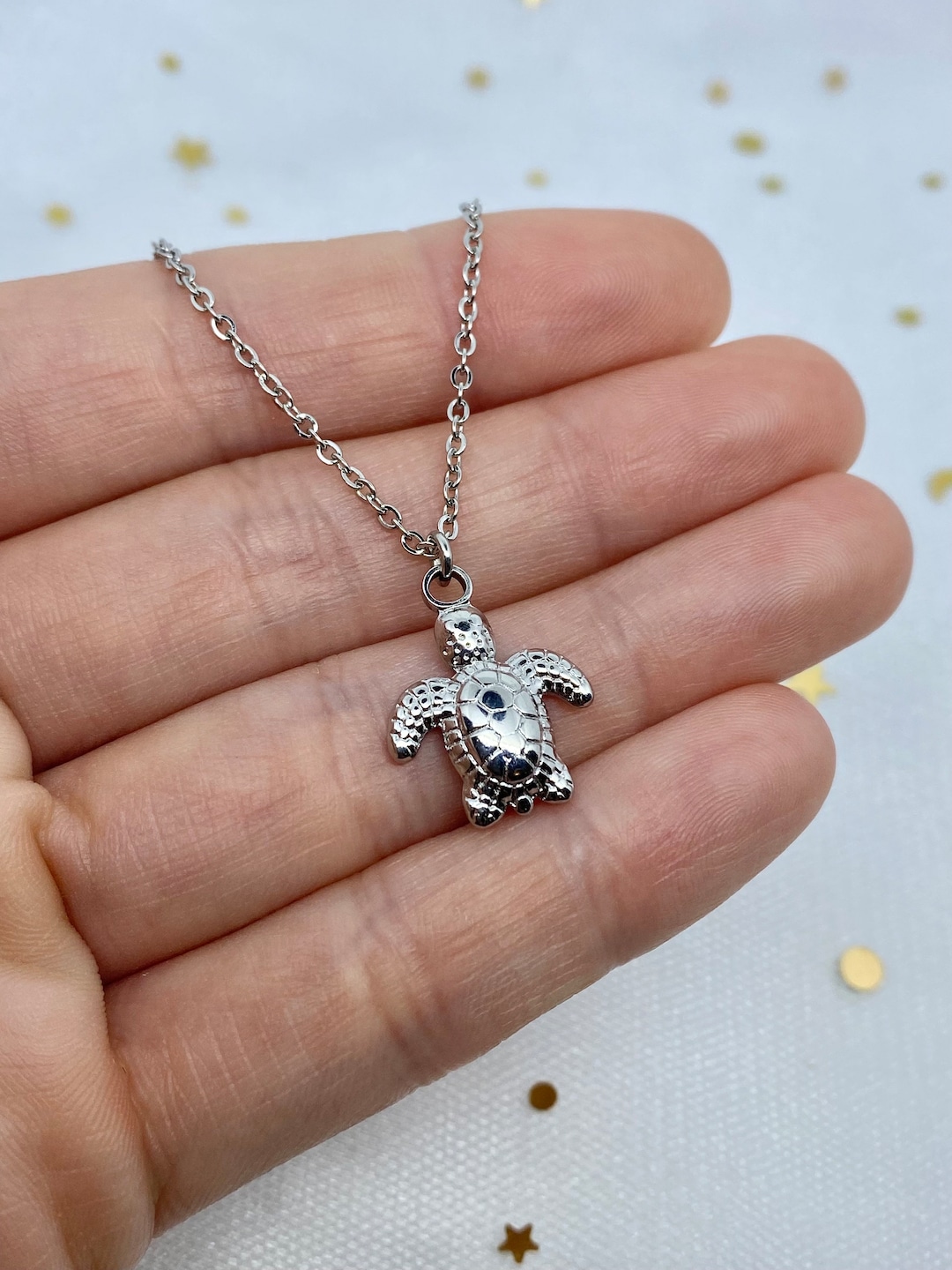 Turtle Charm Necklace, Stainless Steel Honu Pendant, 1.5mm Tarnish ...