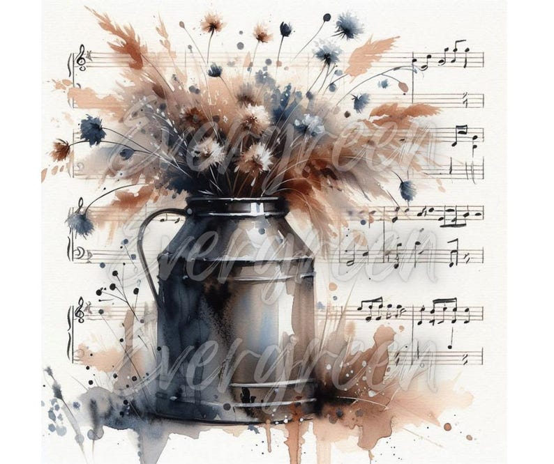 Watercolor Water Can Floral Clipart Bundle: Farmhouse Style (instant ...