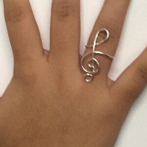 Silver Wire Treble Clef Music Adjustable Ring - Etsy