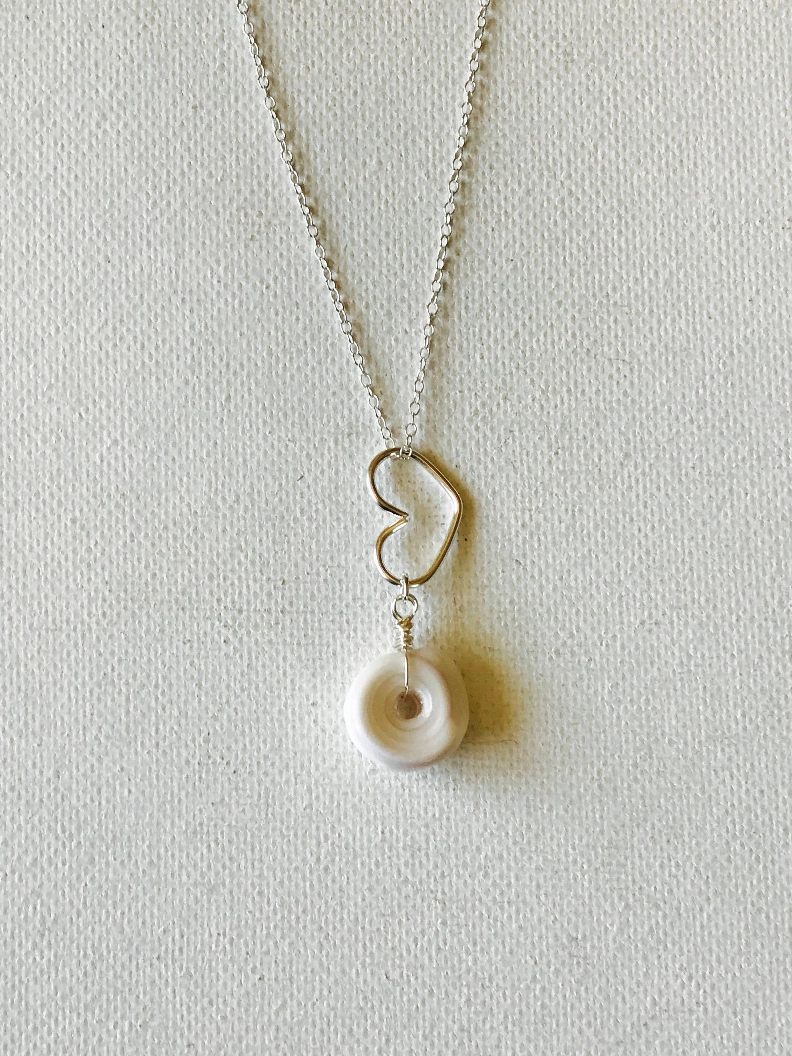 Hawaii Puka Shell and Silver Wire Heart Necklace - Etsy