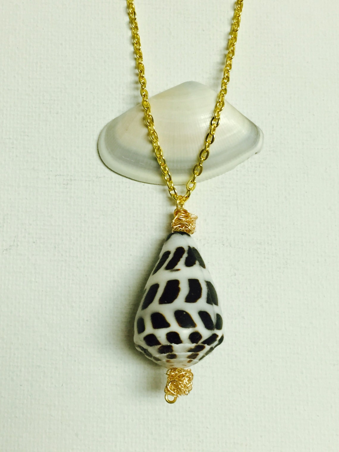 Hawaii 1 Inch Hebrew Cone Shell Gold Wire Wrapped Necklace - Etsy