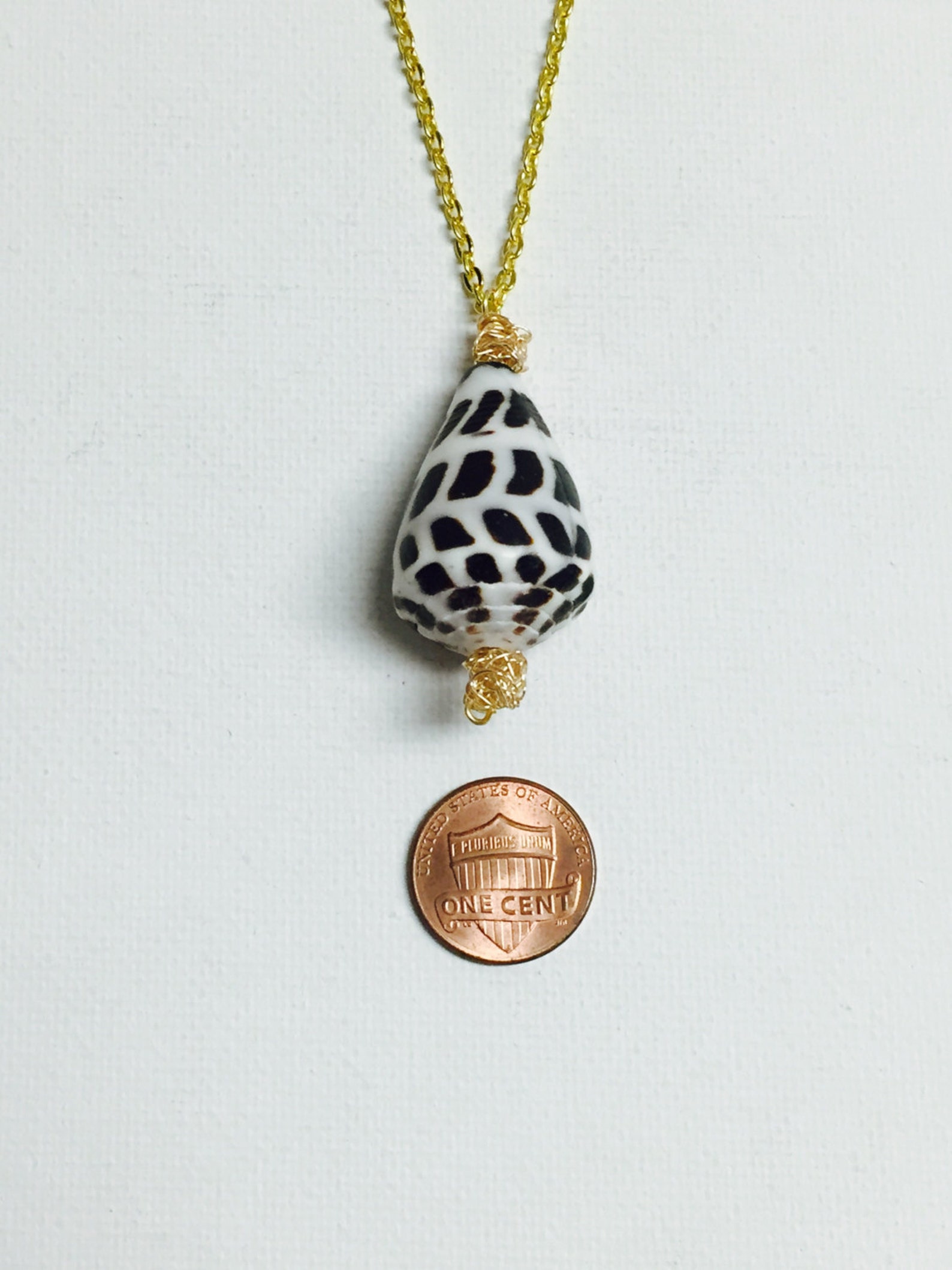 Hawaii 1 Inch Hebrew Cone Shell Gold Wire Wrapped Necklace | Etsy