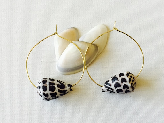 Hawaii Hebrew Cone Shell 2 Inch Sterling Silver Wire Hoop | Etsy