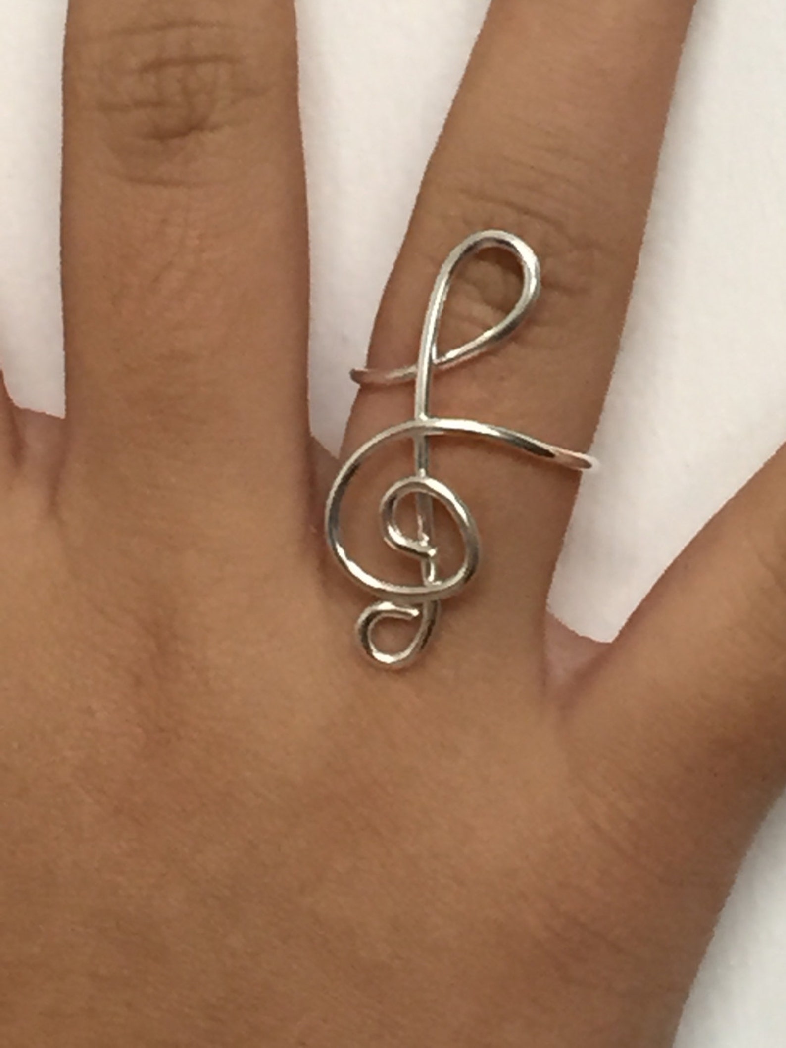 Silver Wire Treble Clef Music Adjustable Ring | Etsy