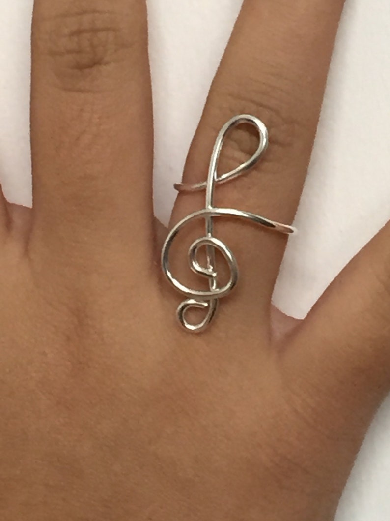 Silver Wire Treble Clef Music Adjustable Ring - Etsy