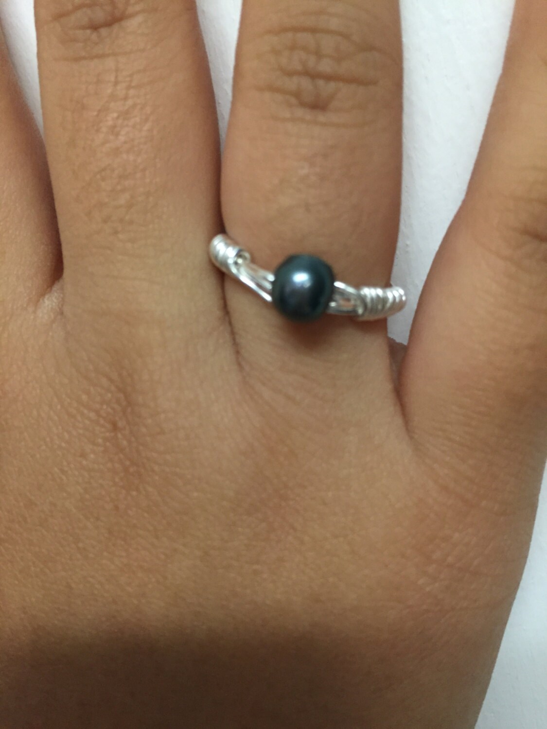 Black Pearl Wire Wrapped Ring - Etsy