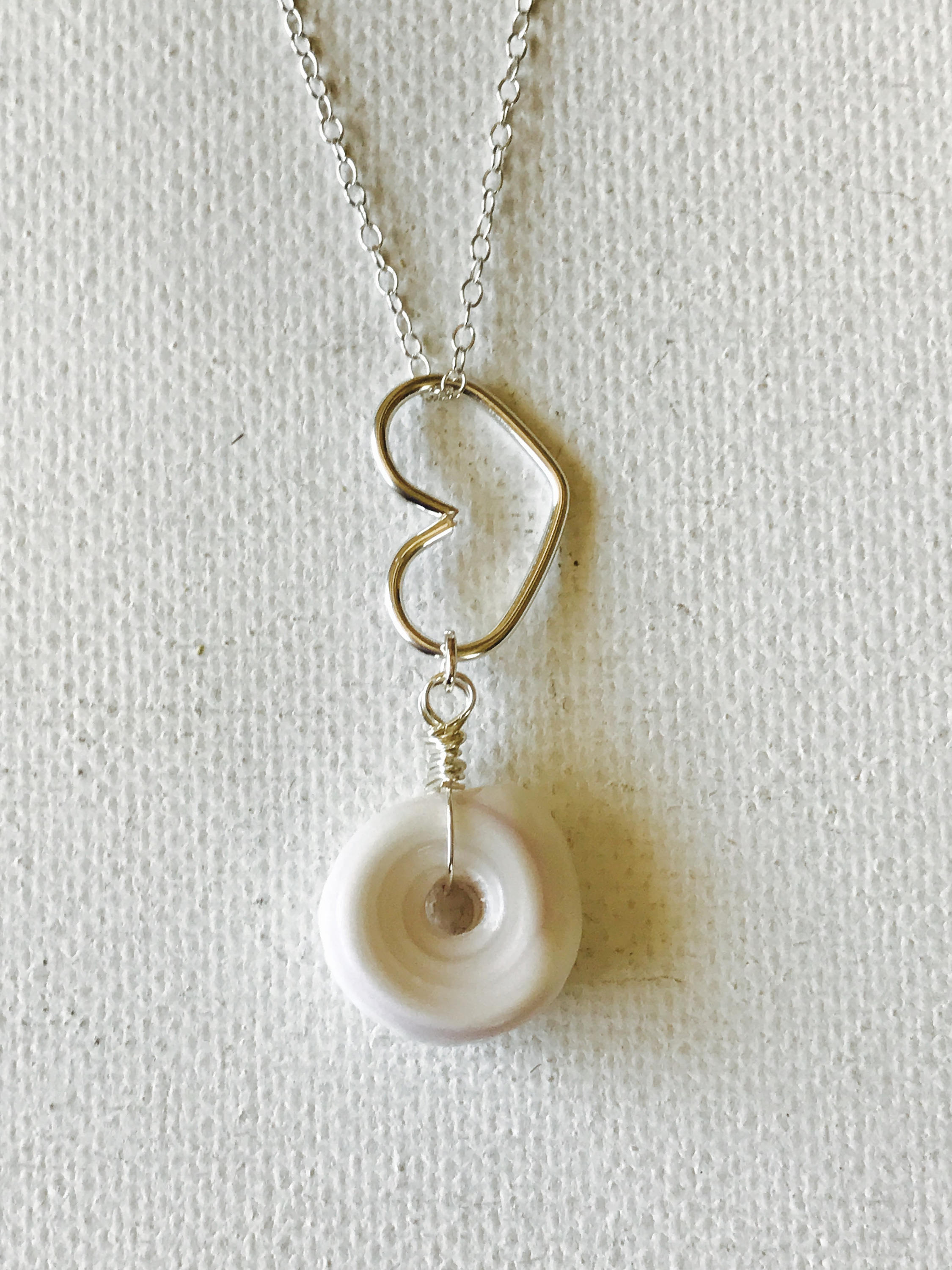 Hawaii Puka Shell and Silver Wire Heart Necklace | Etsy