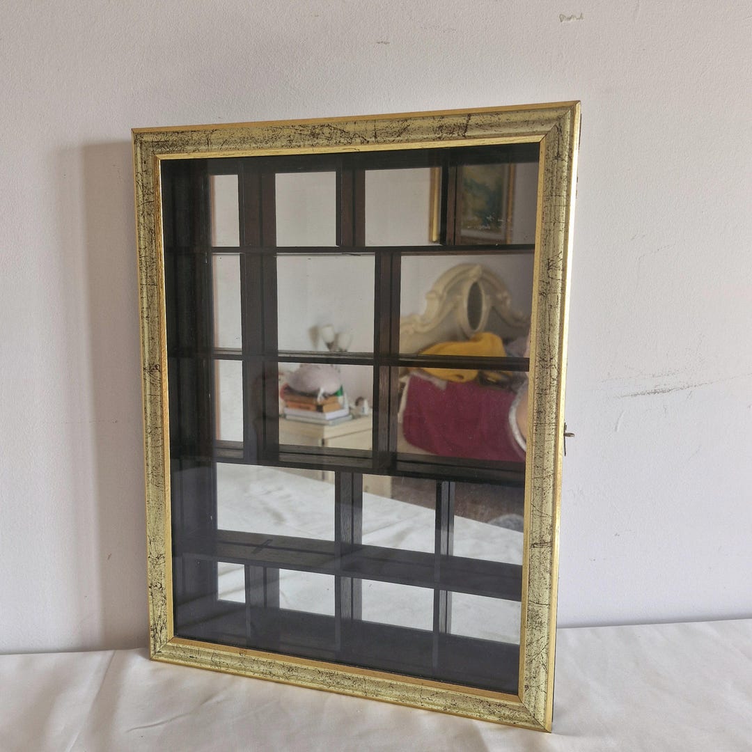 WALL DISPLAY CABINET, Glass Door Box Collection Storage, Vintage ...