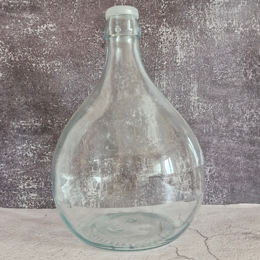 5 L CLEAR GLASS DEMIJOHNS With Cap, Farmhouse Wine Olive Oil Storage ...