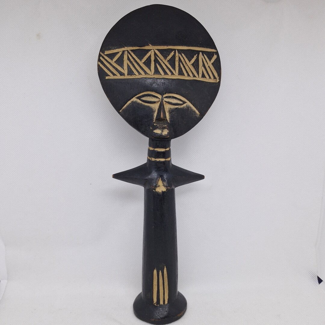 VINTAGE FERTILITY AFRICAN Sculpture, Ashanti Akuba Wood Figurine Doll ...