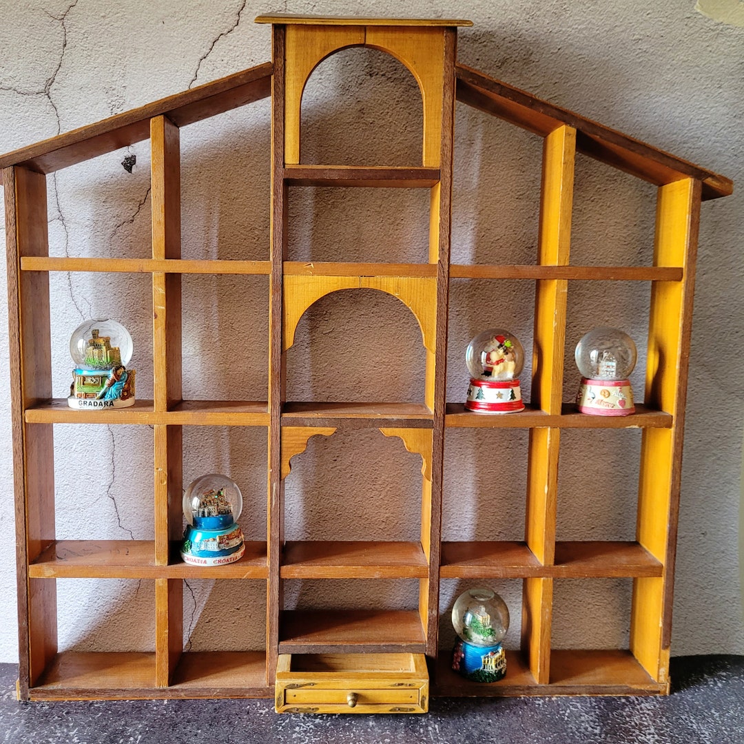 WALL HOUSE SHAPED Shelf, Hanging Wooden Rack, Wood Drawer Shelf ...