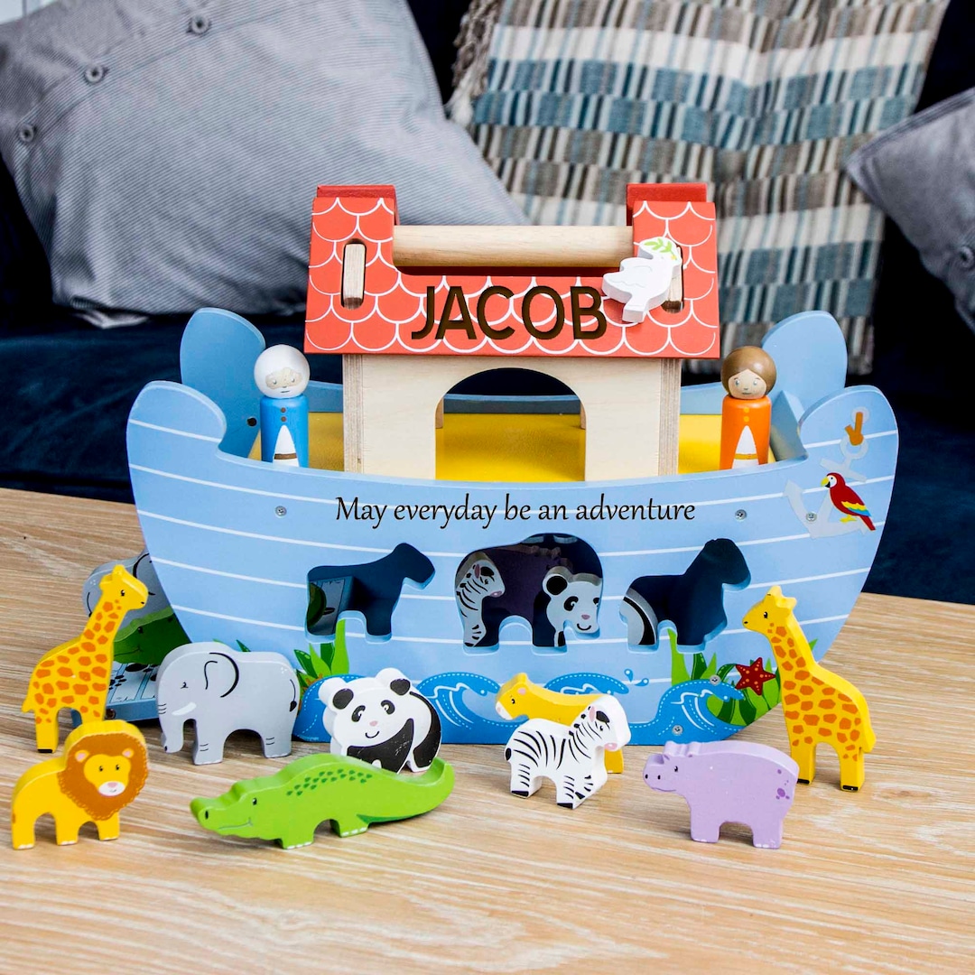 Personalised Wooden Noah's Ark - Christening | Baptism Gift - Etsy