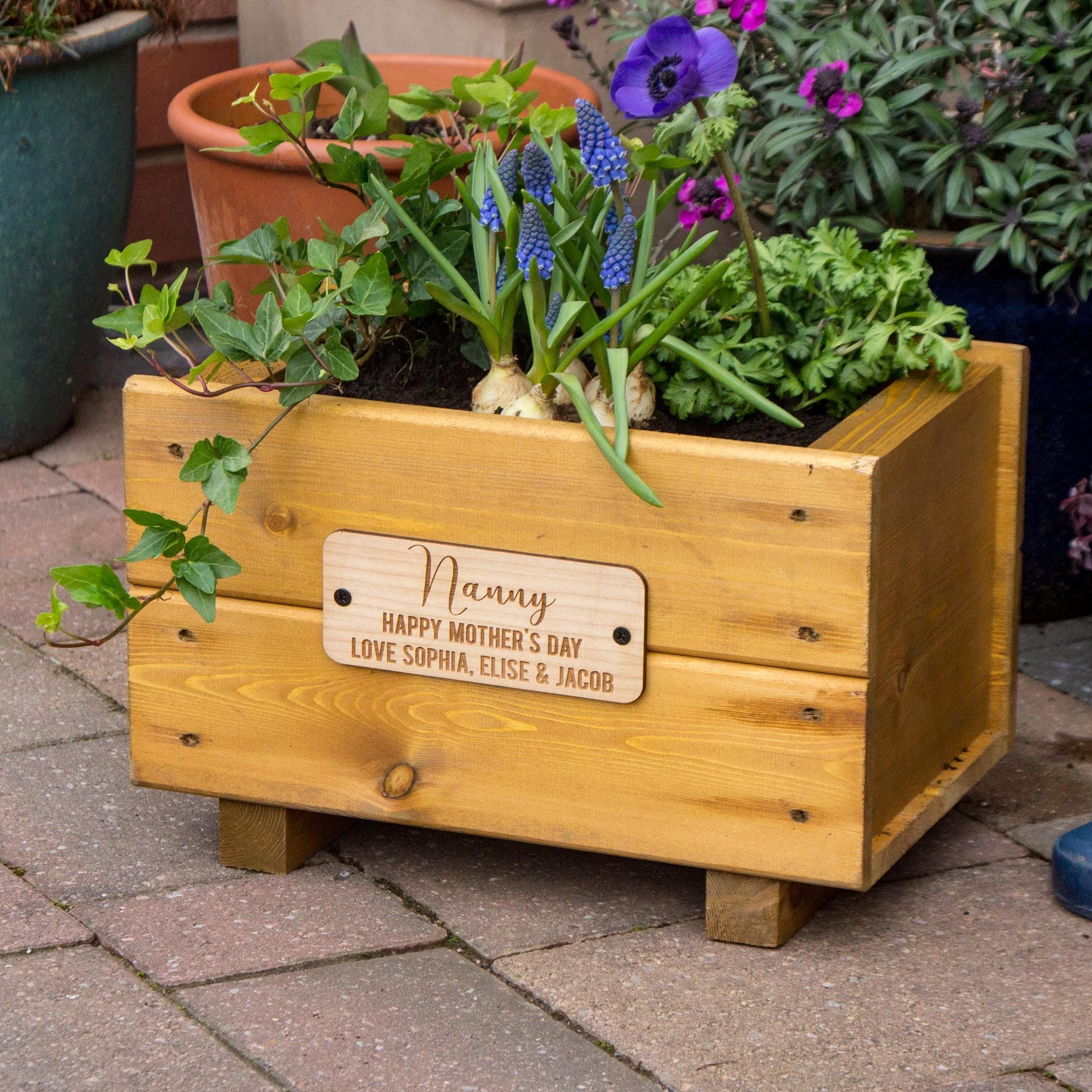 Small Personalised Planter Trug | Engraved Outdoor Herb Garden ...