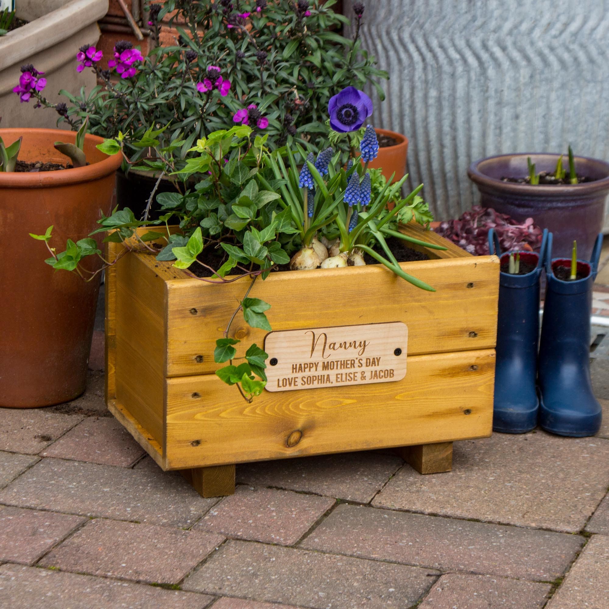 Small Personalised Planter Trug | Engraved Outdoor Herb Garden ...