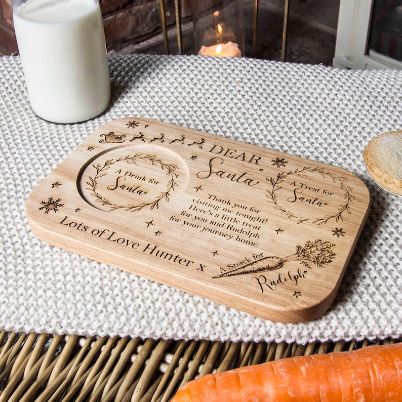 Personalised Christmas Eve Board & Treat Plate With Drink Insert - Etsy UK