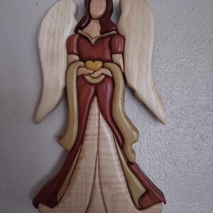 Wooden Intarsia Style Angel Handmade Wall Art - Etsy