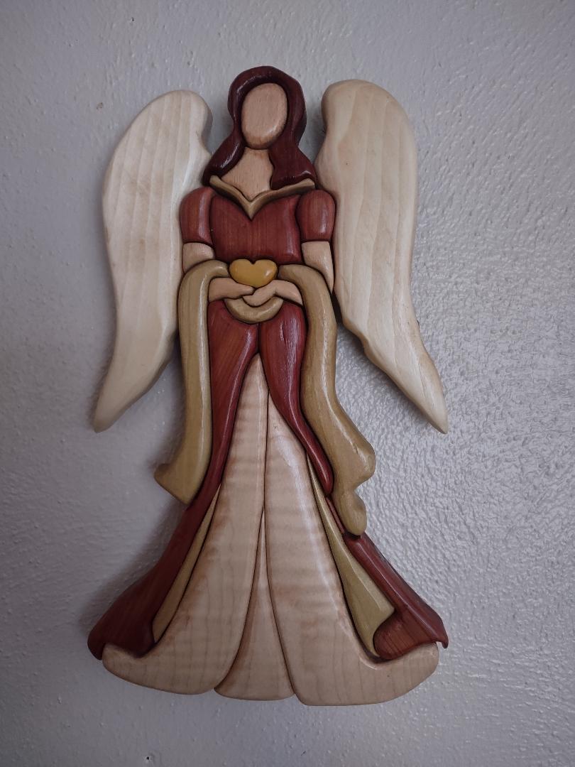 Wooden Intarsia Style Angel Handmade Wall Art - Etsy