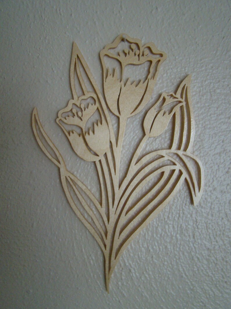 Tulip Scroll Saw Wall Art Original Design Easter Mother's Day Housewarming Springtime Home Decor ...