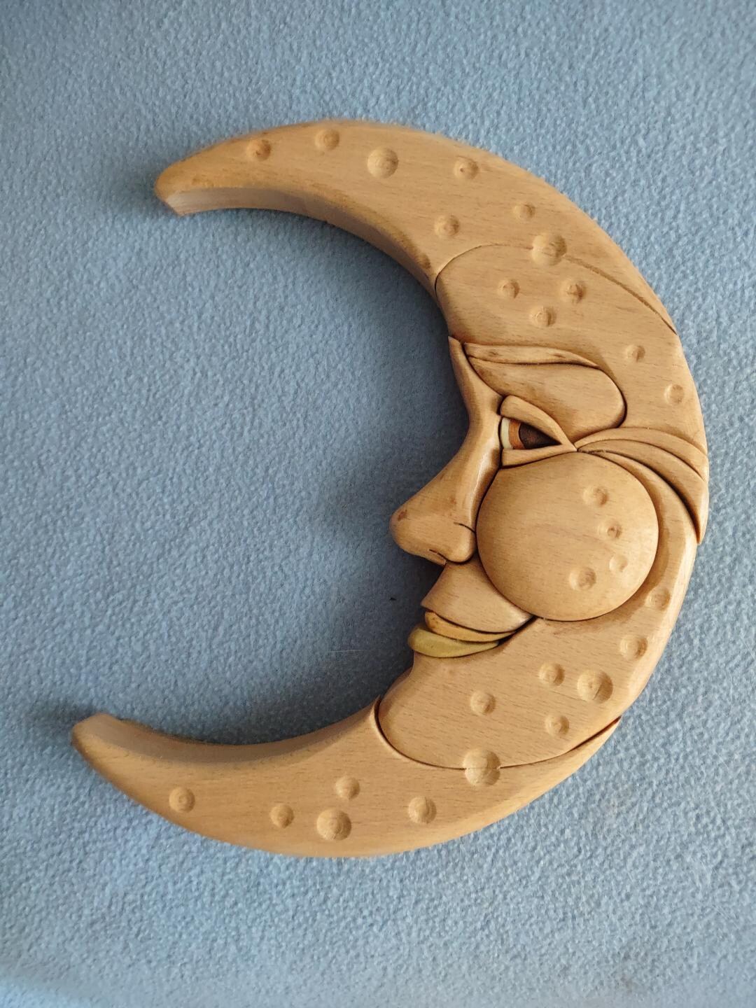 Man-in-the-moon Wooden Intarsia Scroll Saw Wall Art - Etsy