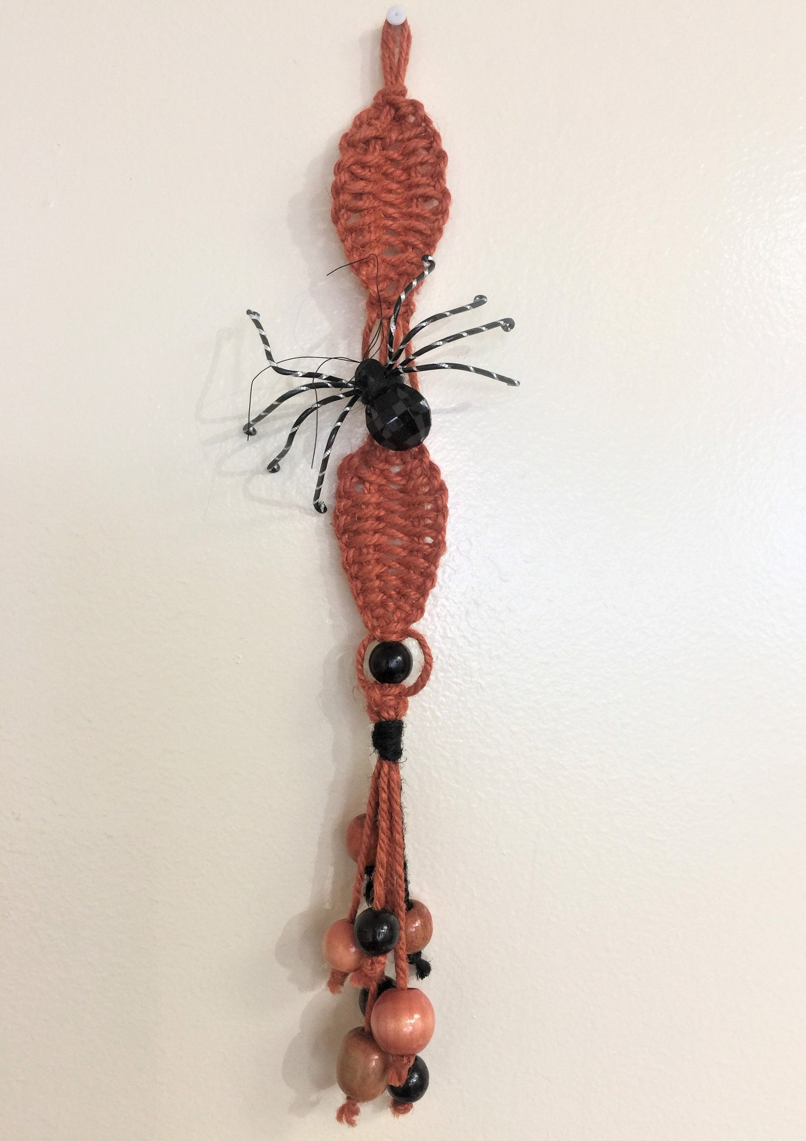 HALLOWEEN MACRAME WALL Hanging Orange Twine Crystal Spider - Etsy