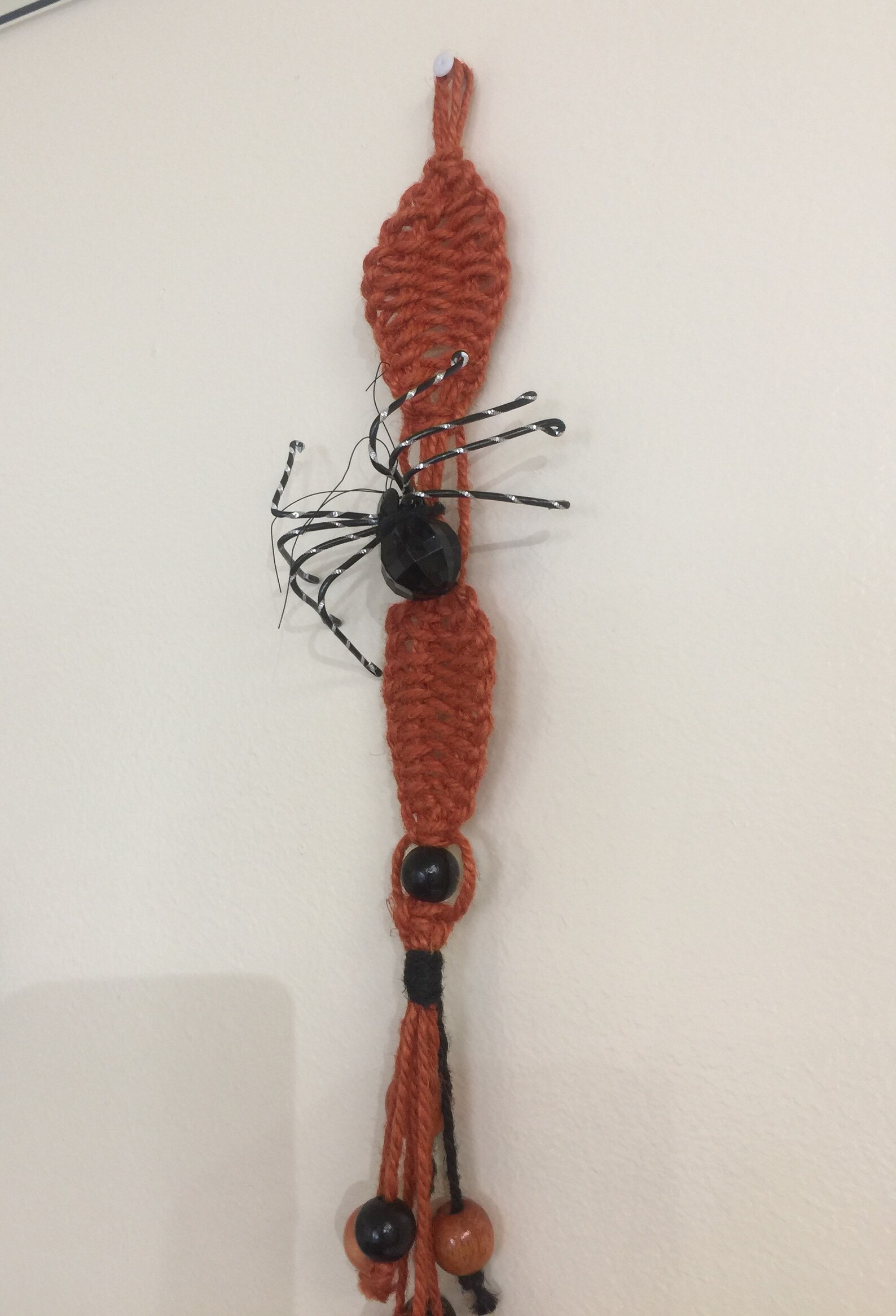 HALLOWEEN MACRAME WALL Hanging Orange Twine Crystal Spider | Etsy