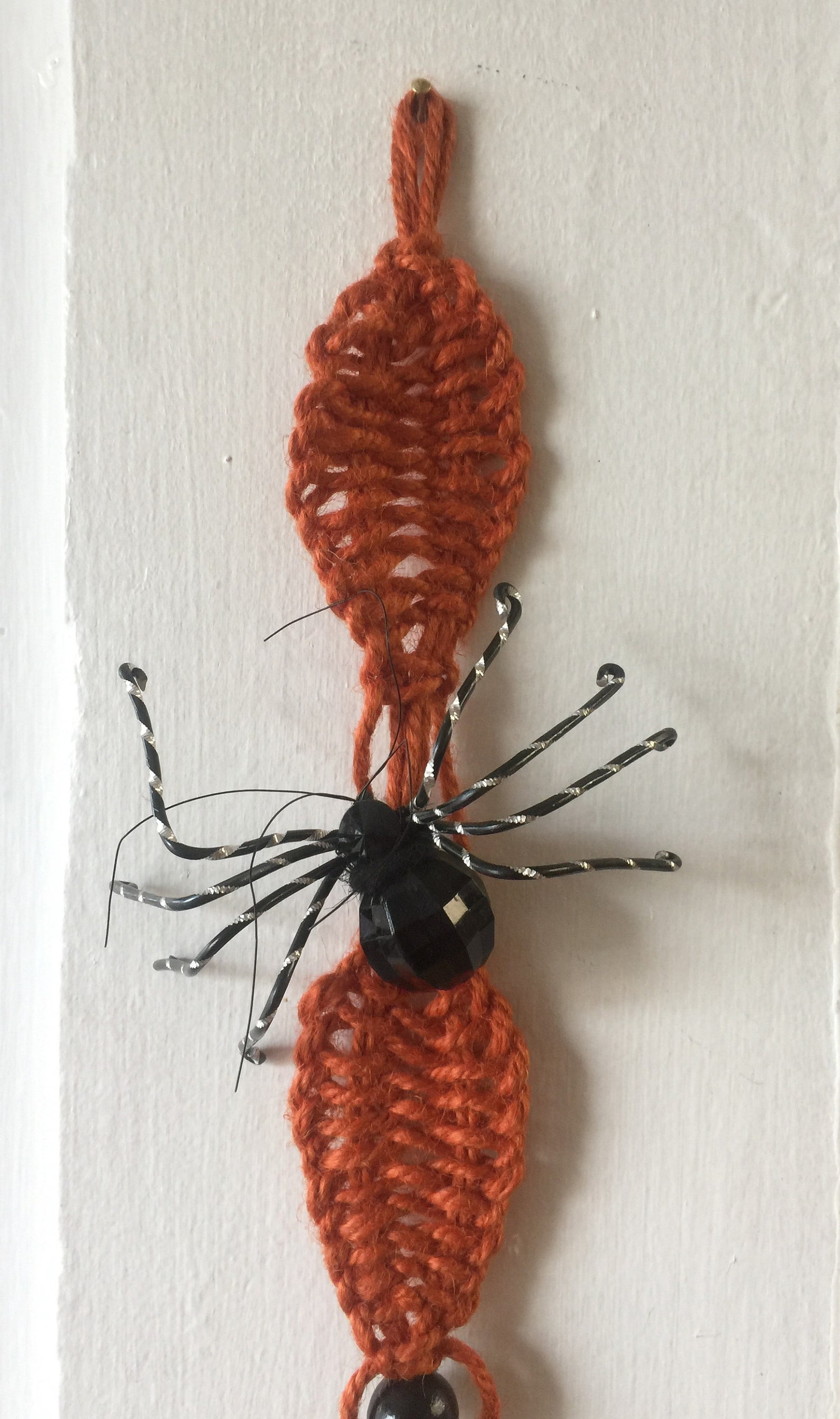 HALLOWEEN MACRAME WALL Hanging Orange Twine Crystal Spider - Etsy