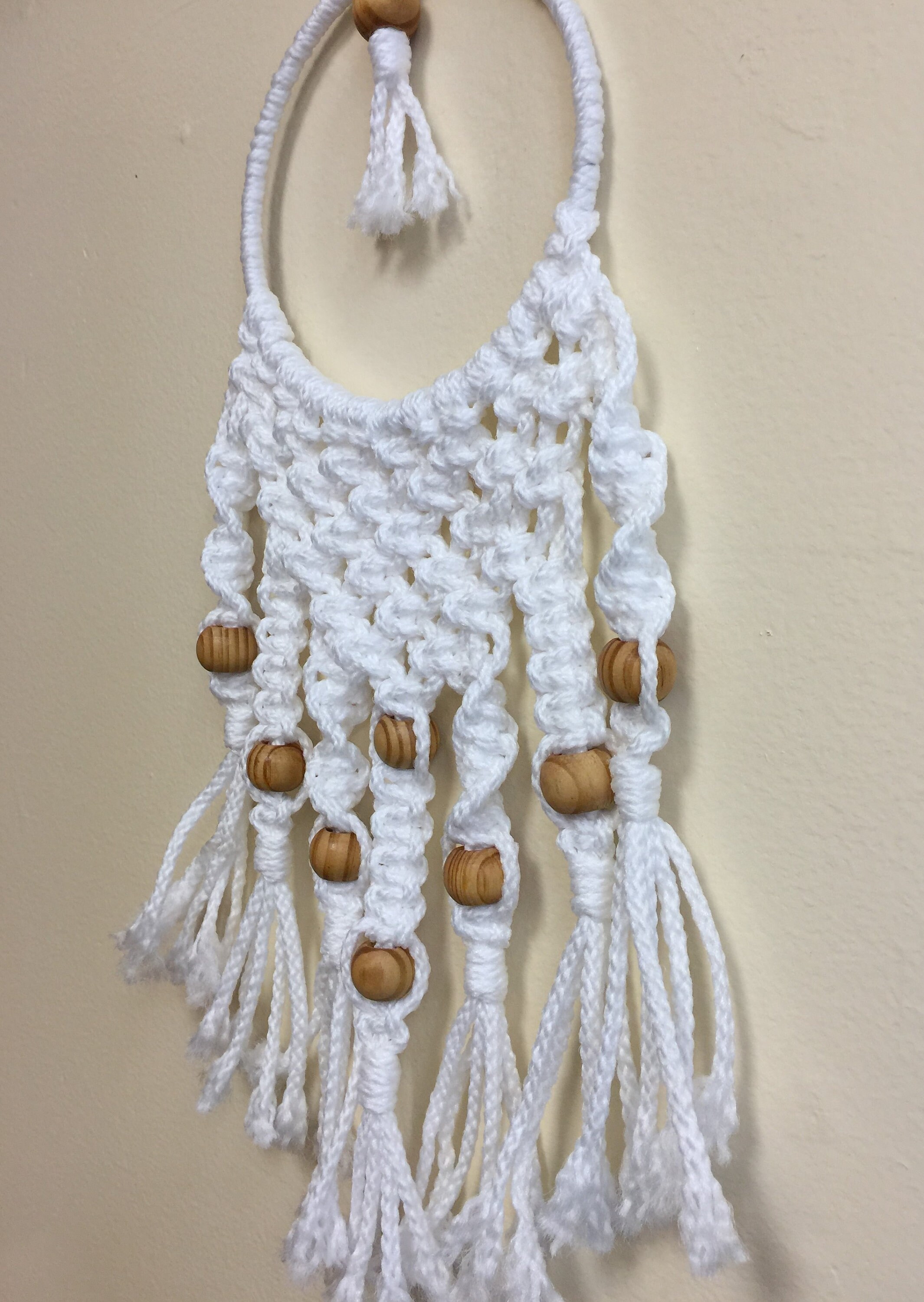 MACRAME WALL HANGING #67, White, Small Macramé, Bonnie Craft Cord, Gift ...