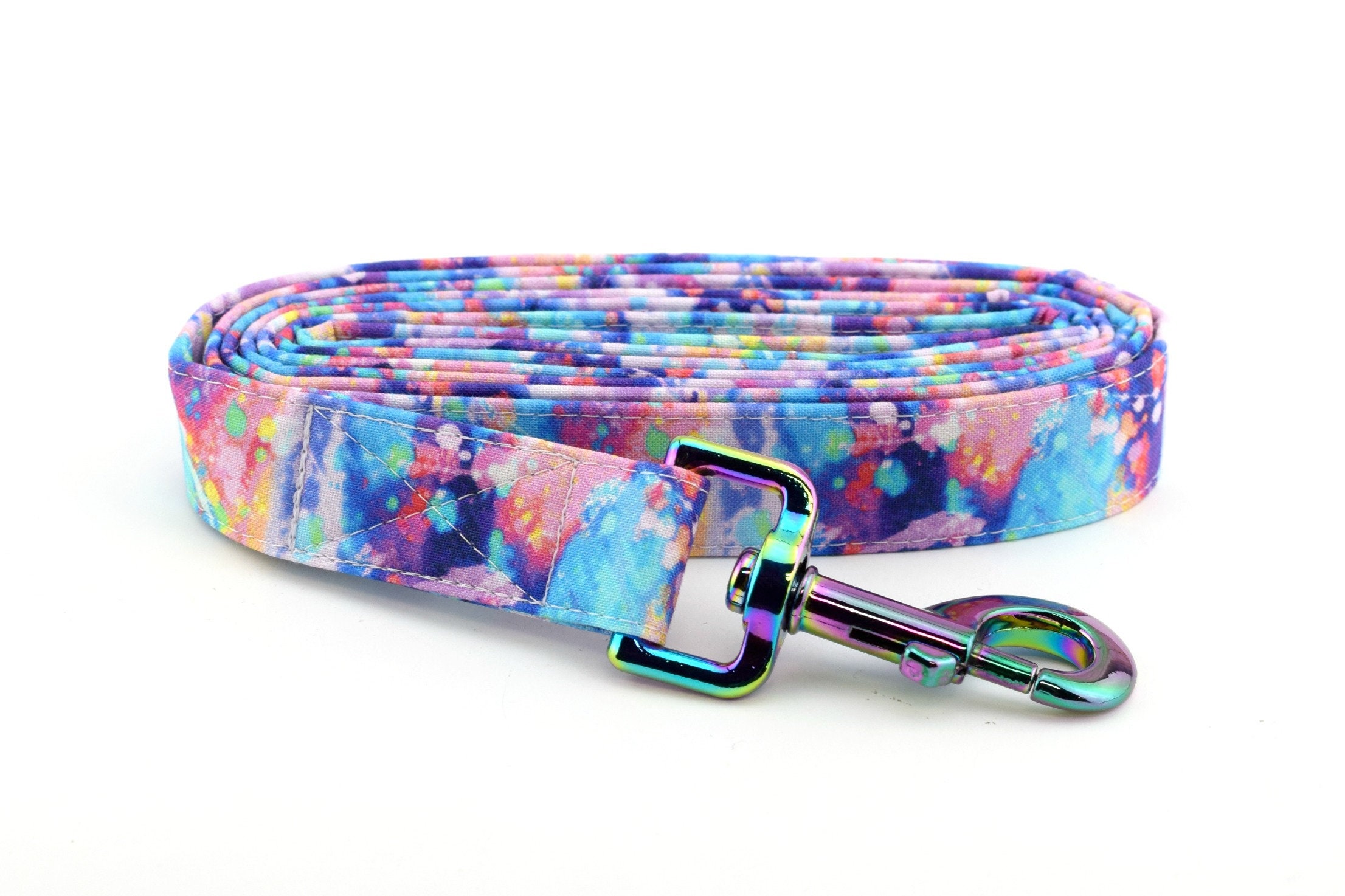 Paint Splatter Dog Leash ~ Rainbow Fabric Dog Leash ~ Fashion Dog Leash ...